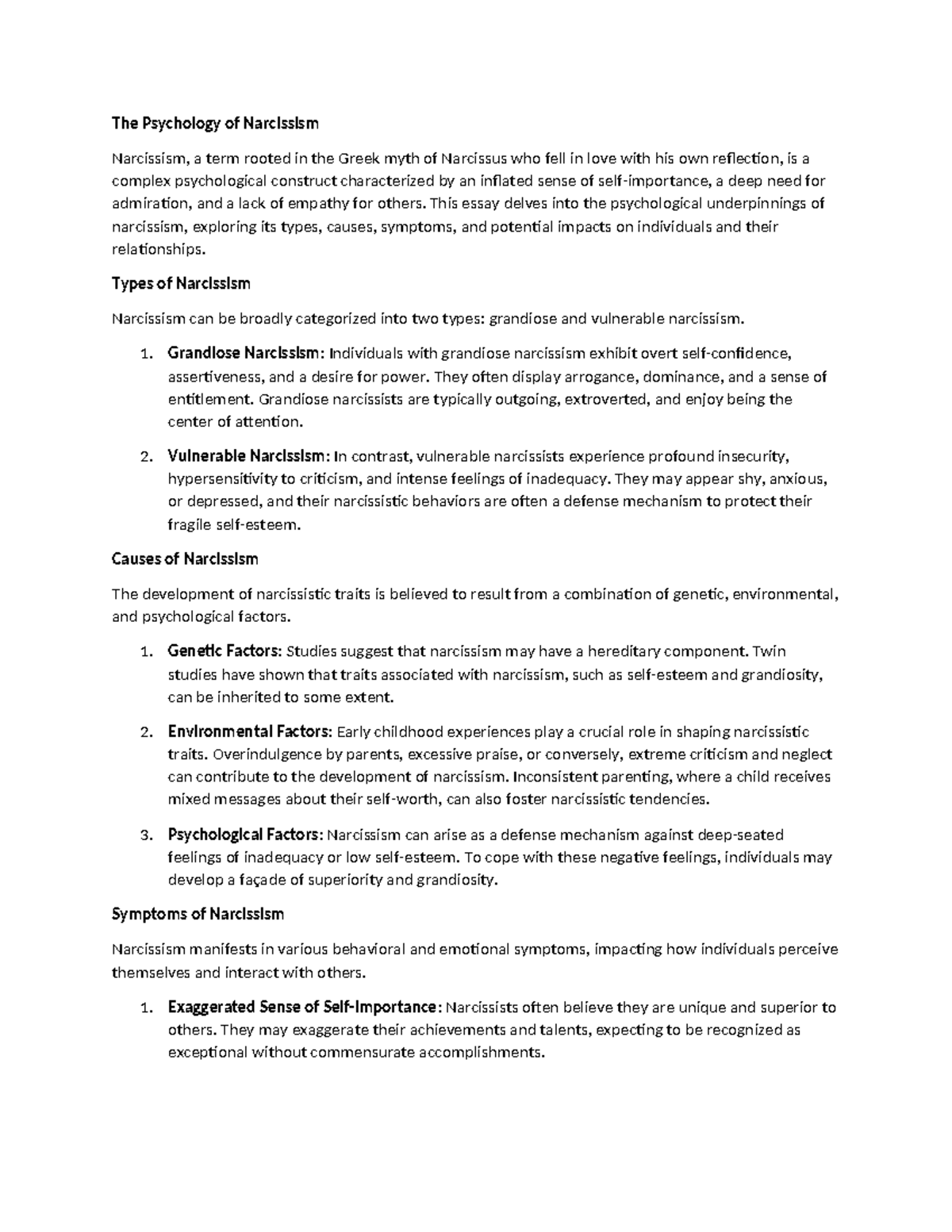 The Psychology of Narcissism - The Psychology of Narcissism Narcissism ...