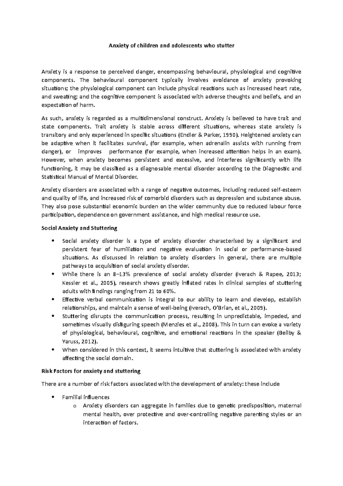 Anxiety of children and adolescents who stutter - The behavioural ...