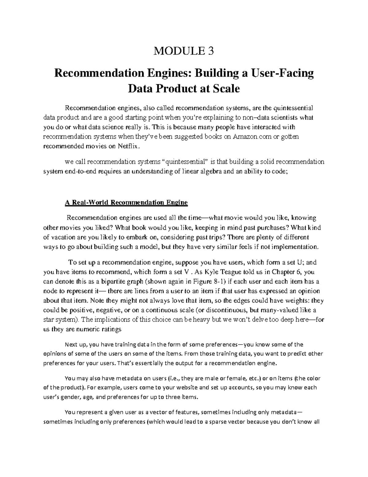 Module 3 Recomendation system - MODULE 3 Recommendation Engines ...