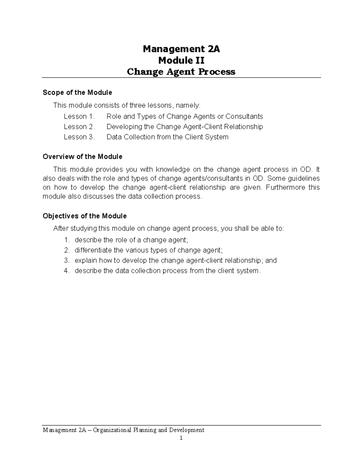 Management 2A - Module II - Management 2A – Organizational Planning and ...