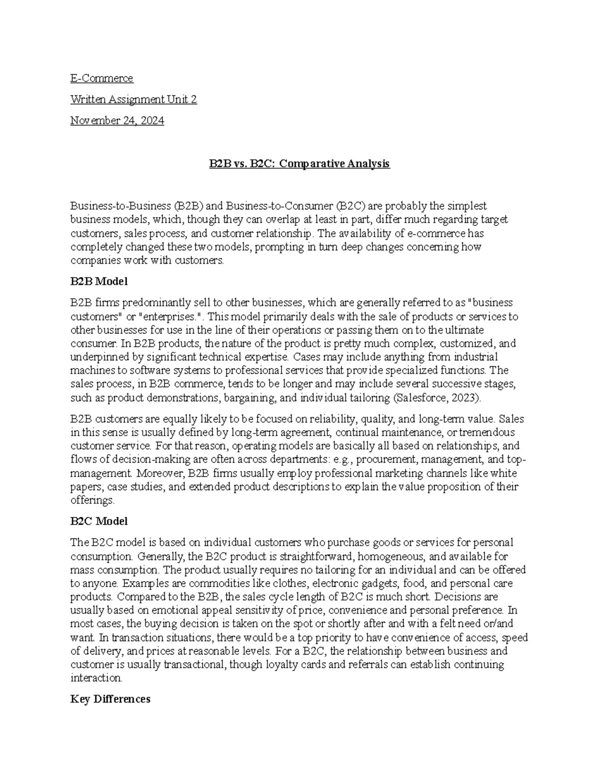 Written Assignment Unit 2 E Commerce - E-Commerce Written Assignment Unit 2 November 24, 2024 ...
