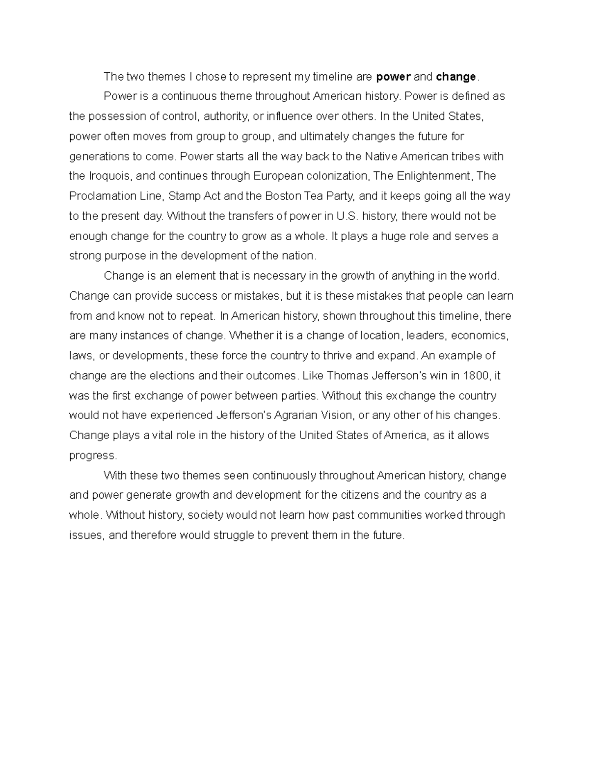 Timeline of US History Themes - The two themes I chose to represent my ...