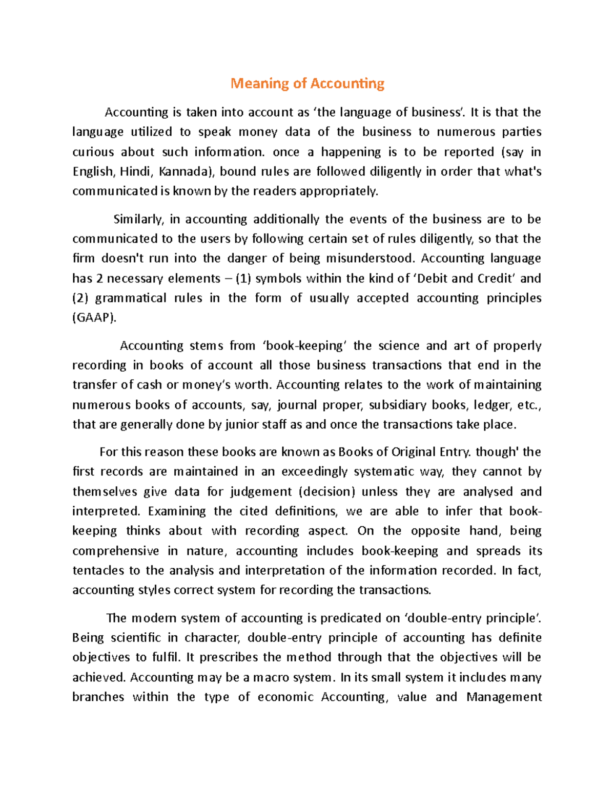 Basic Acc Accounting Introduction - Meaning of Accounting Accounting is ...