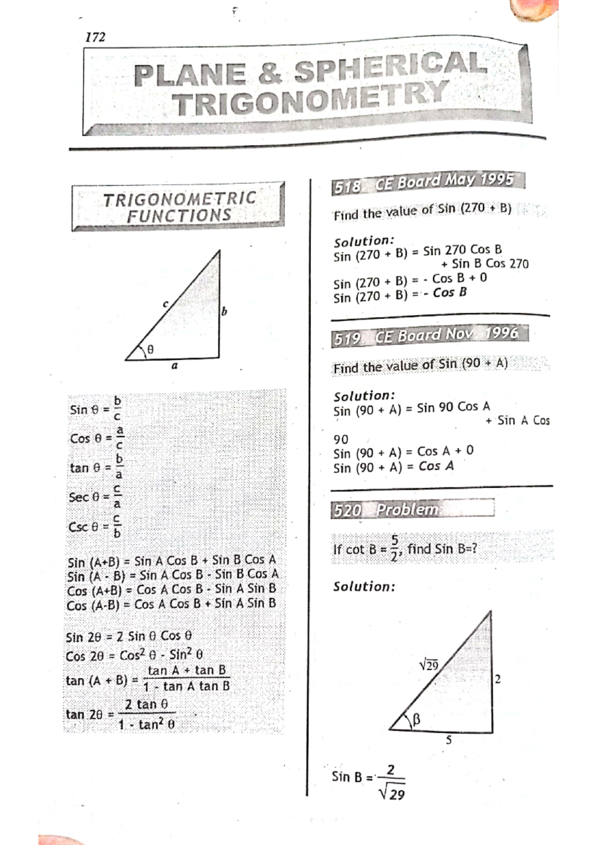 Trigonometry - Sample problems - 172 PLANE SPHERICAL TRIGONOMETRY 518 ...