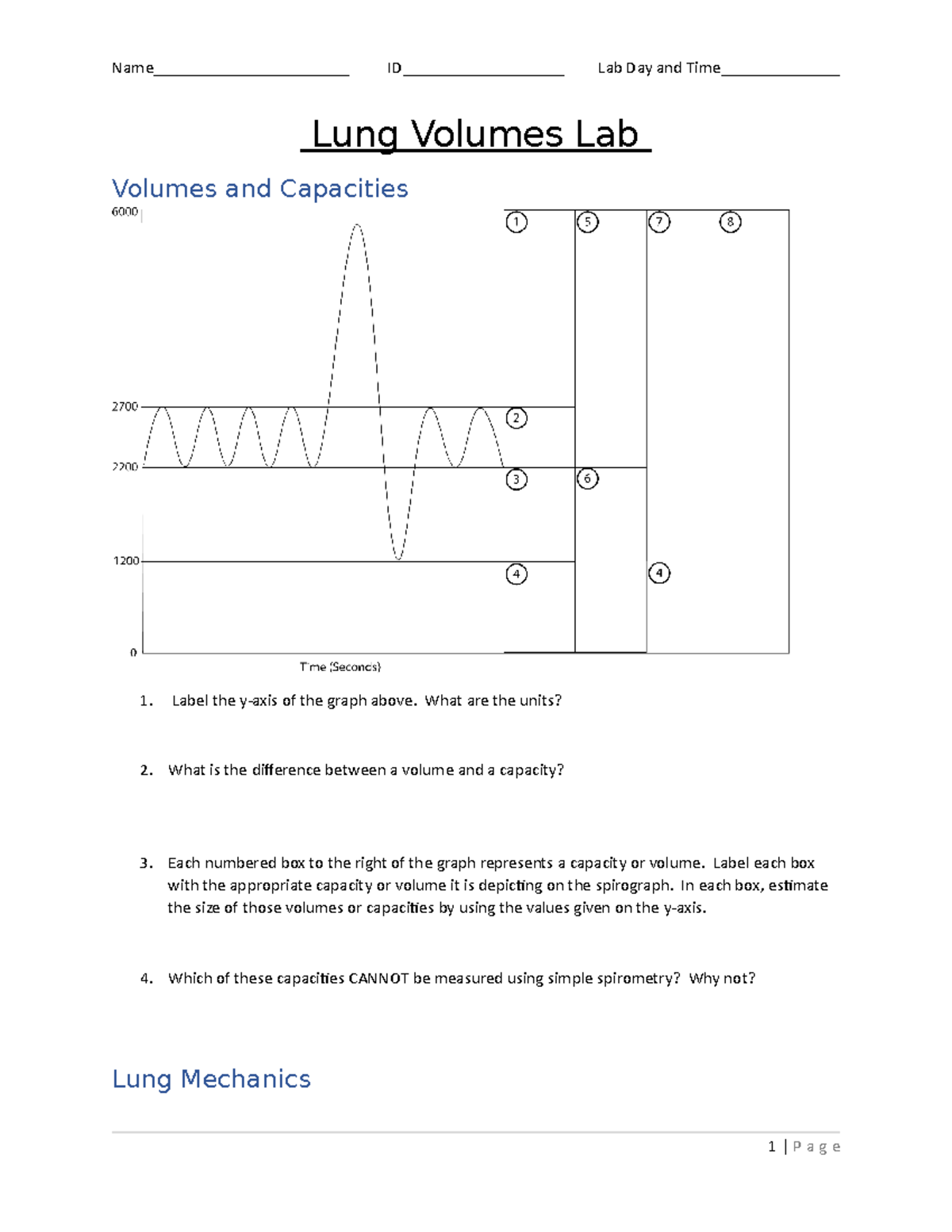 Lab 8 Lung Volumes Worksheets - Name_______________________ ID ...