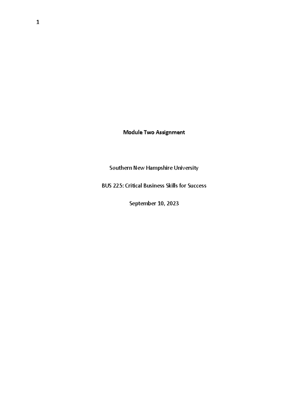 BUS225 Module Two Assignment - Module Two Assignment Southern New ...