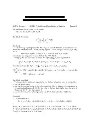 Sol Tutorial 3 - statistic assignment - MH3500 Statistics Tutorial Problems 3 The purpose of the ...
