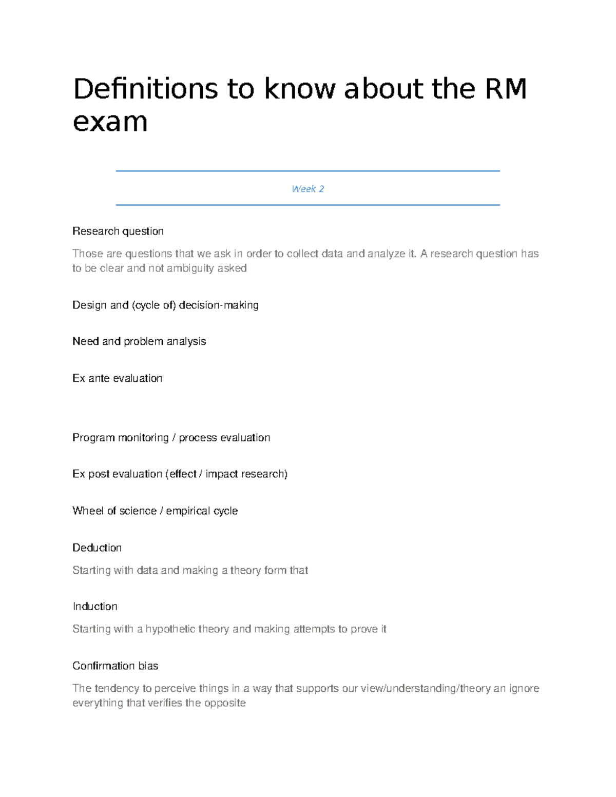 Definitions to know about the RM exam - Definitions to know about the ...