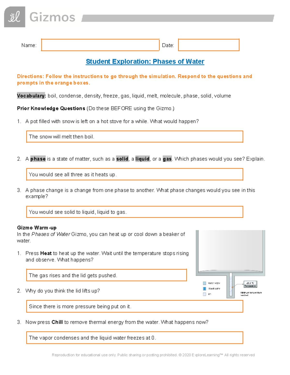Patrick Colwell - Phases Water SE - Name: Date: Student Exploration ...