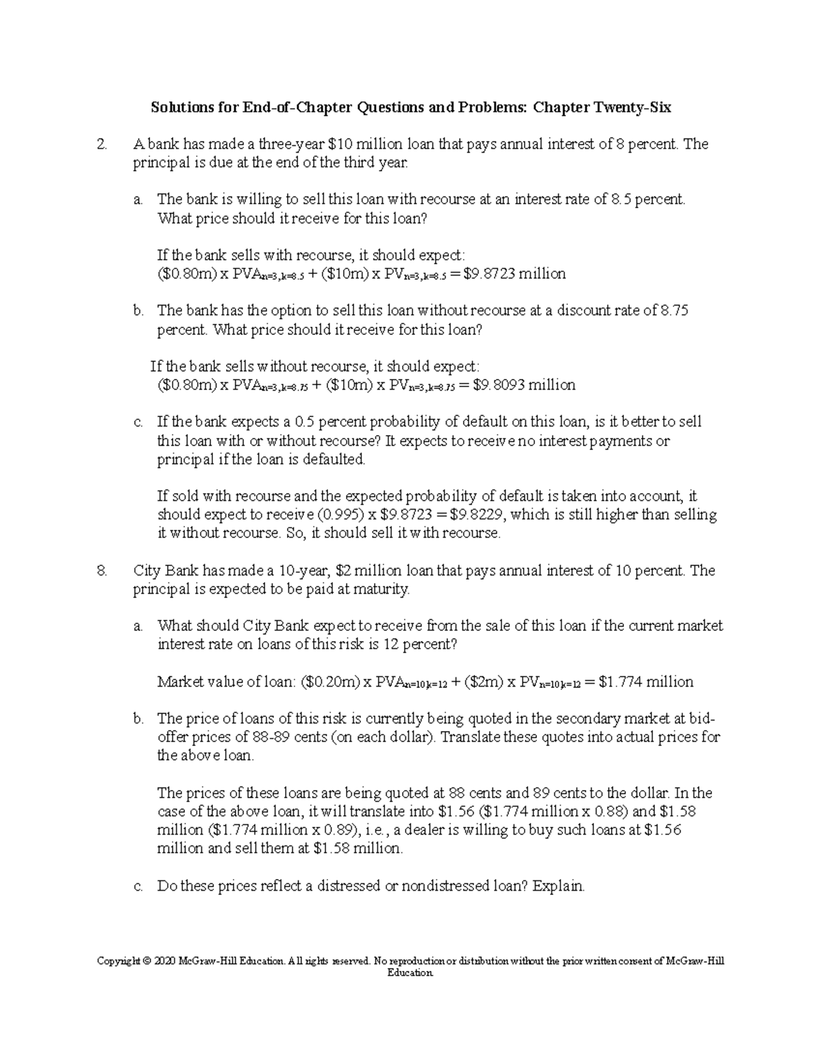 Topic 9b Tutorial Questions - Solutions for End-of-Chapter Questions ...