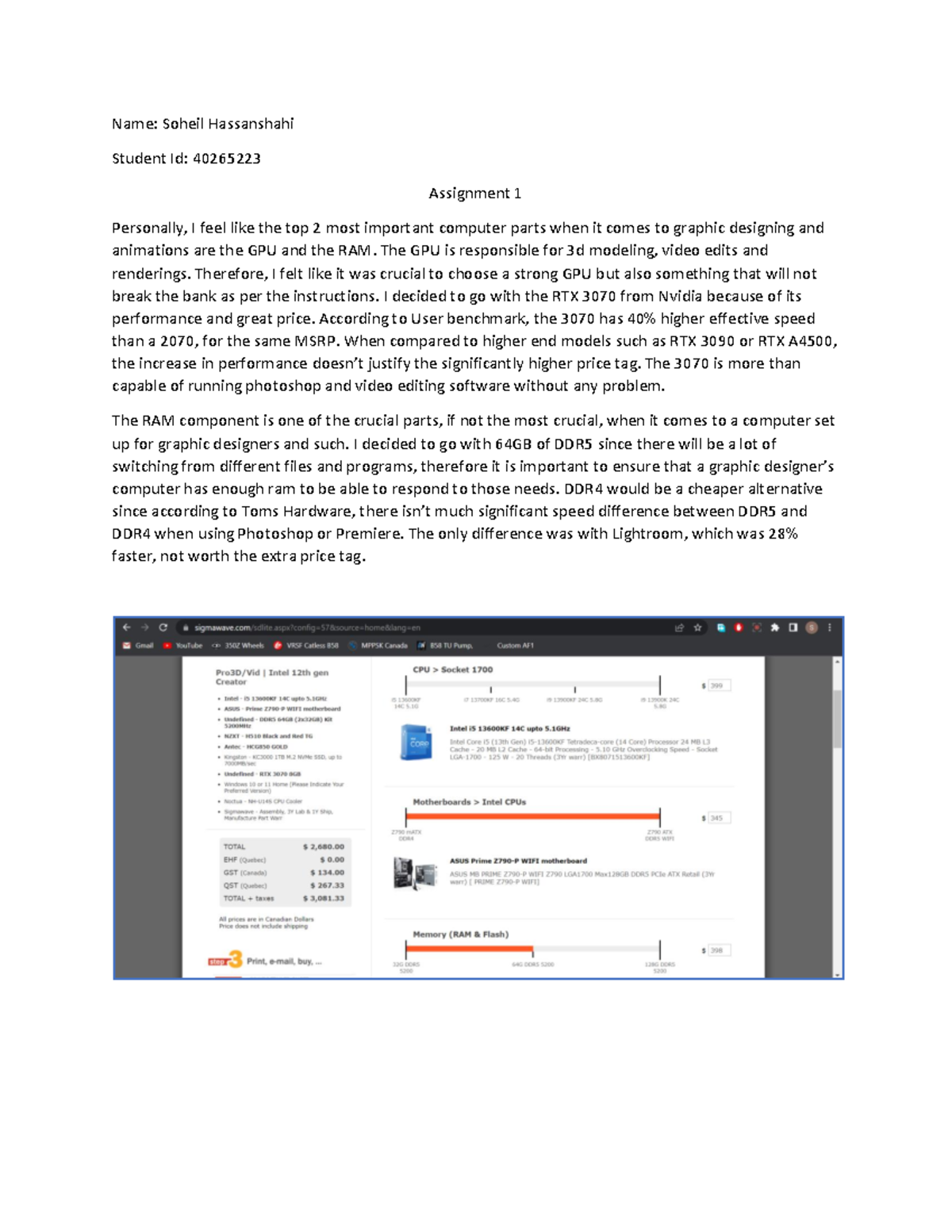 BTM Assignment 1 - Name: Soheil Hassanshahi Student Id: 40265223 Assignment 1 Personally, I feel ...