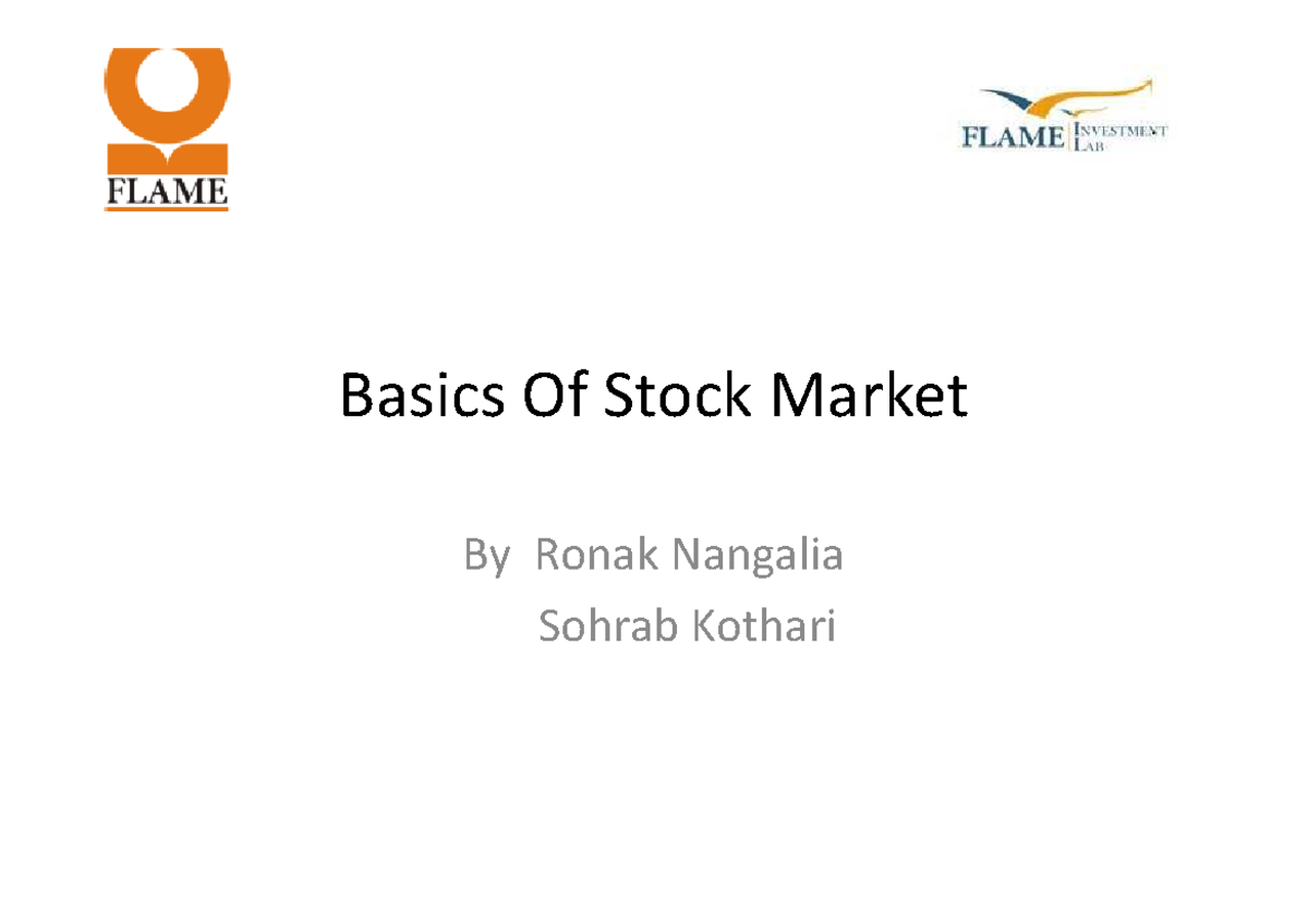FIL Stock Market - Basics Of Stock Market By Ronak Nangalia Sohrab ...