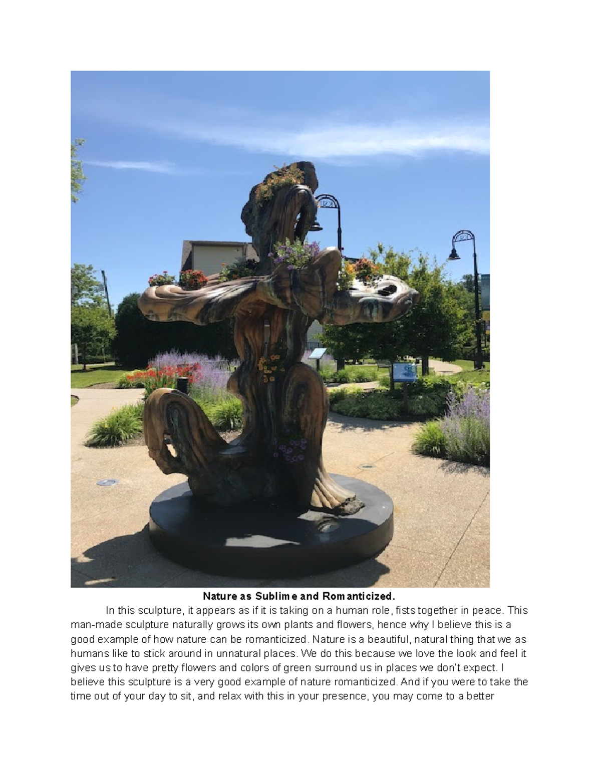 Nature as Sublime and Romanticized - In this sculpture, it appears as ...