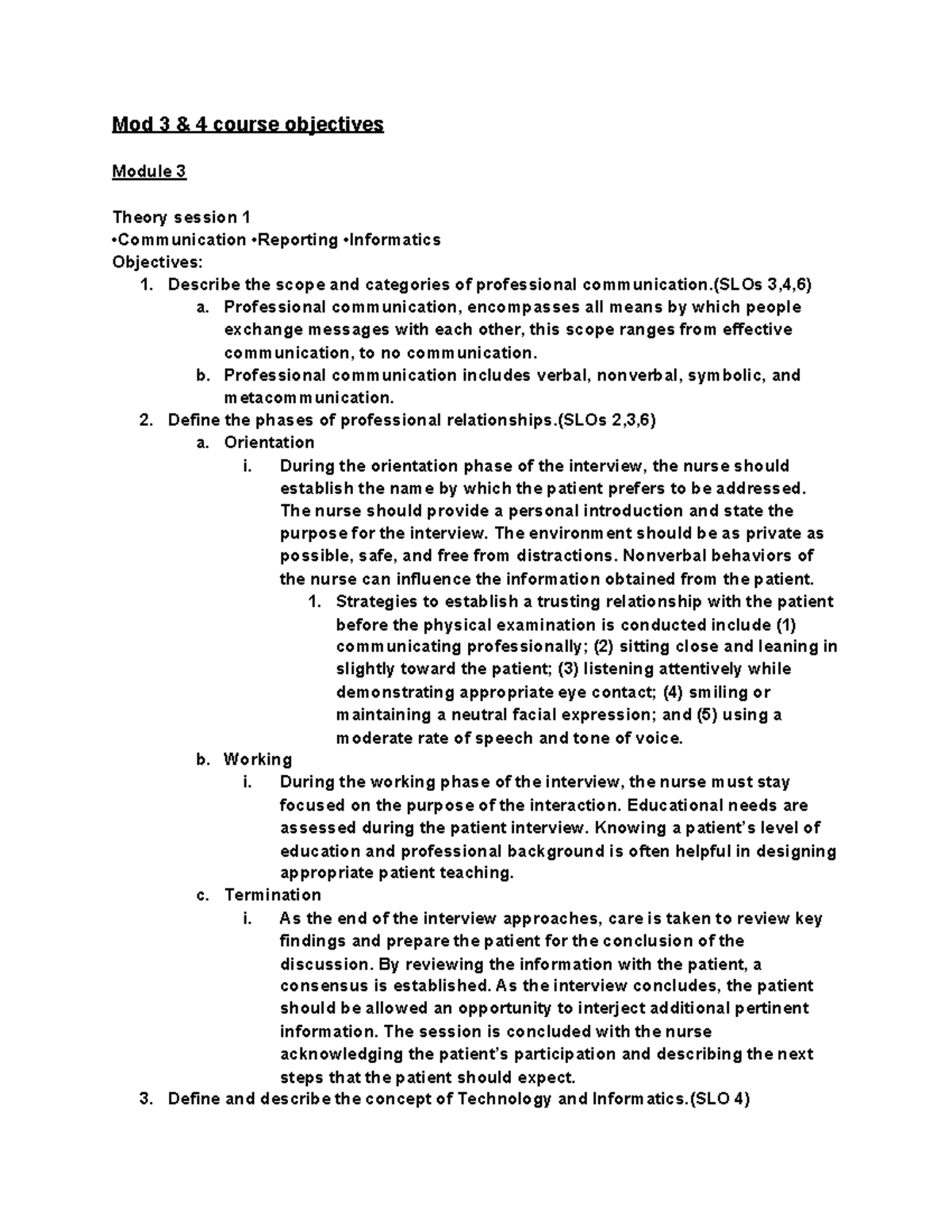 Mod 3 4 Course Objectives Mod 3 4 Course Objectives Module 3