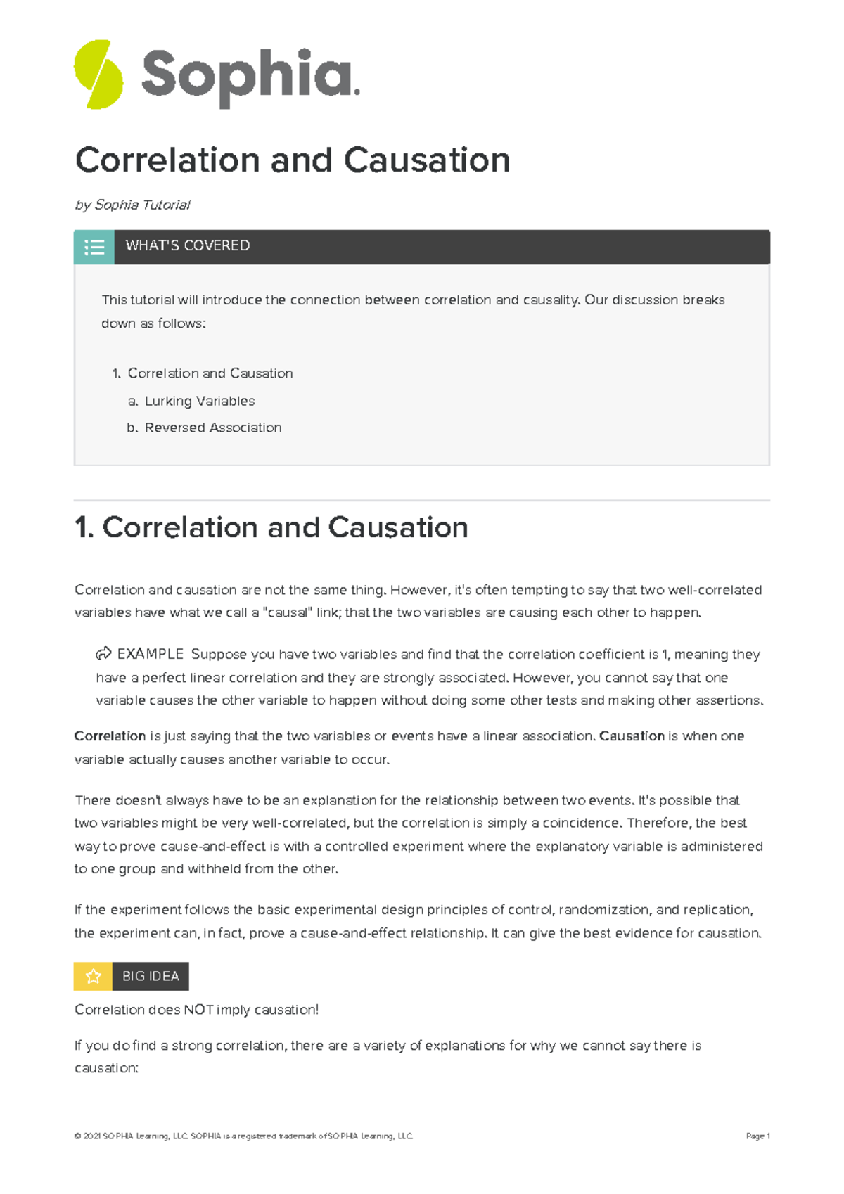 Correlation and causation 4 - Correlation and Causation by Sophia Tutorial ú This tutorial will ...