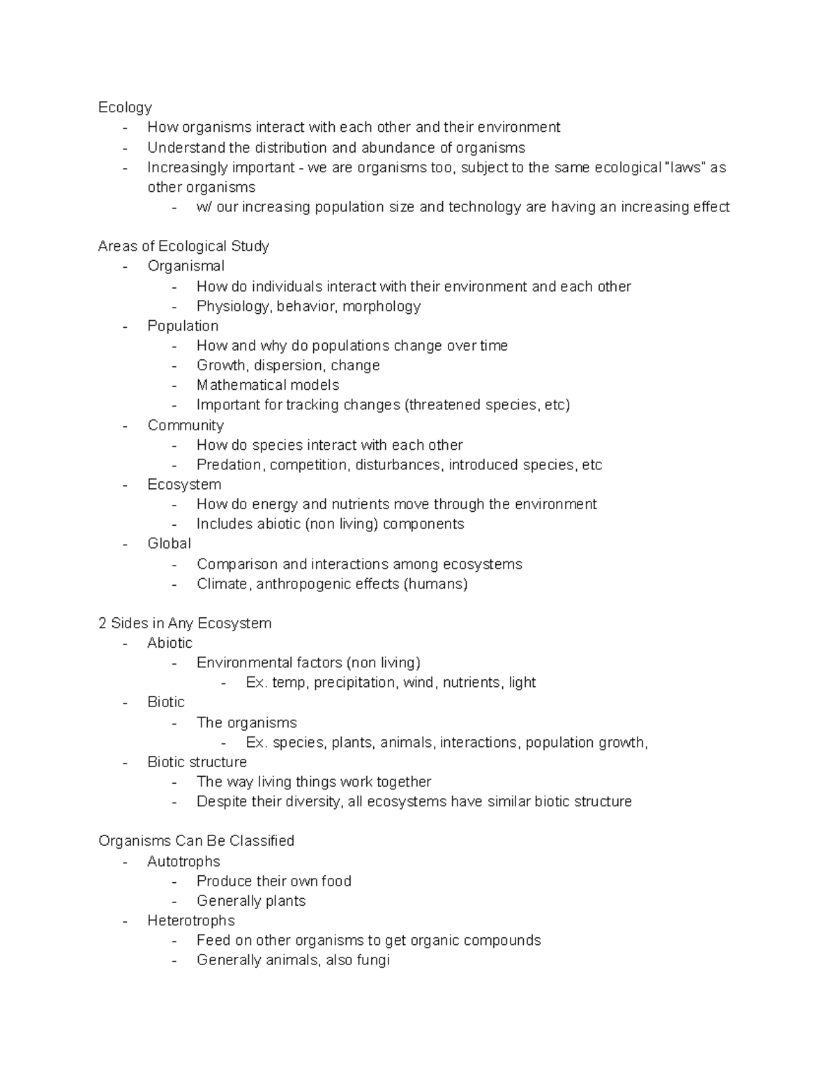 Lecture 17 - Ecology - Ecology - How organisms interact with each other ...