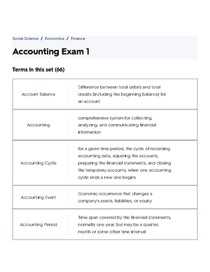 Accounting Exam 1 Ch. 1-4 Flashcards Quizlet - Accounting Exam 1 Ch. 1 ...
