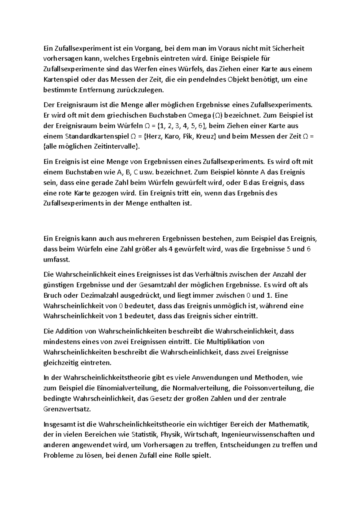 Zufallsexperiment - Prof. Dr. C. Becker, Dr. F. Micol, Statistik, Wirtschaftsingenieurwesen ...