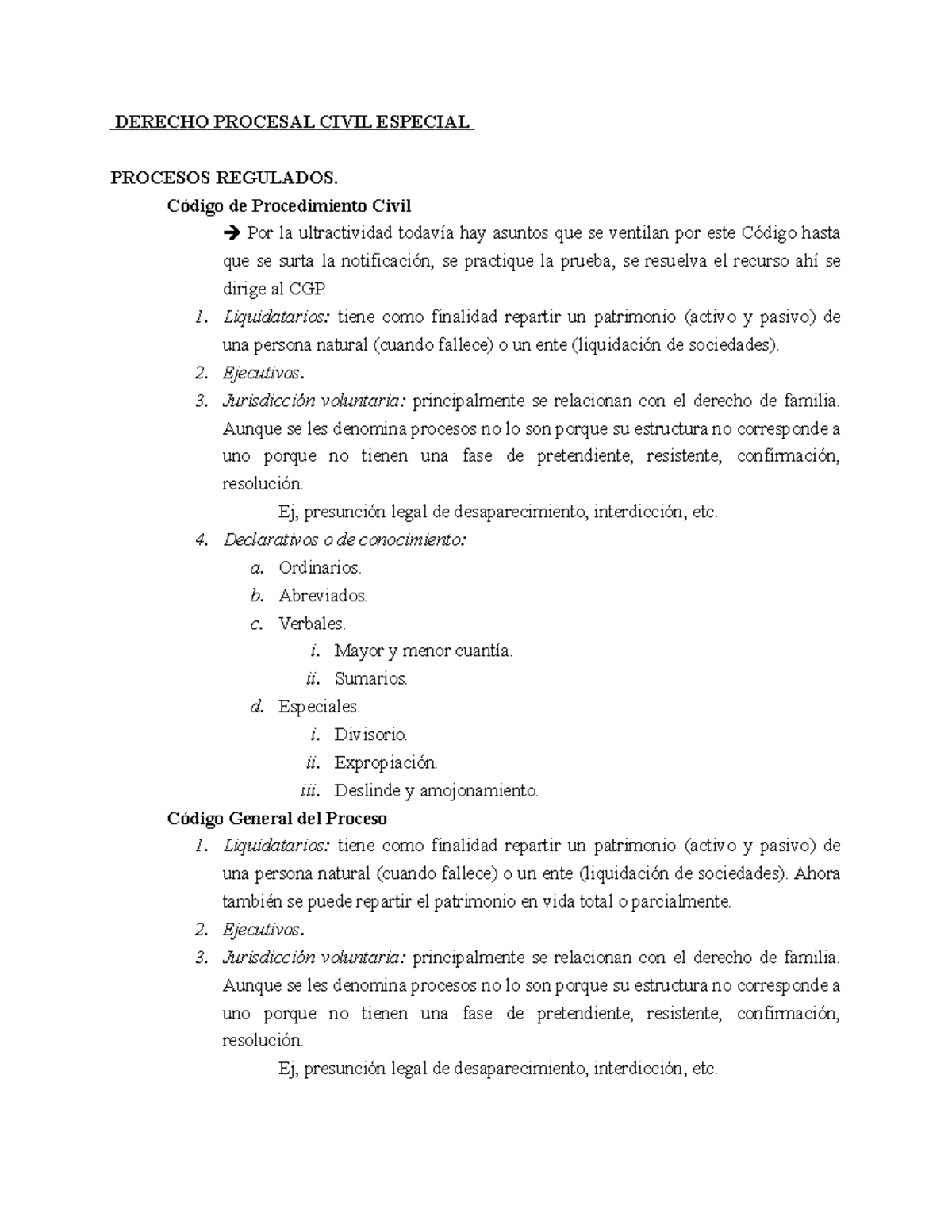 Derecho Procesal Civil Especial - Studocu