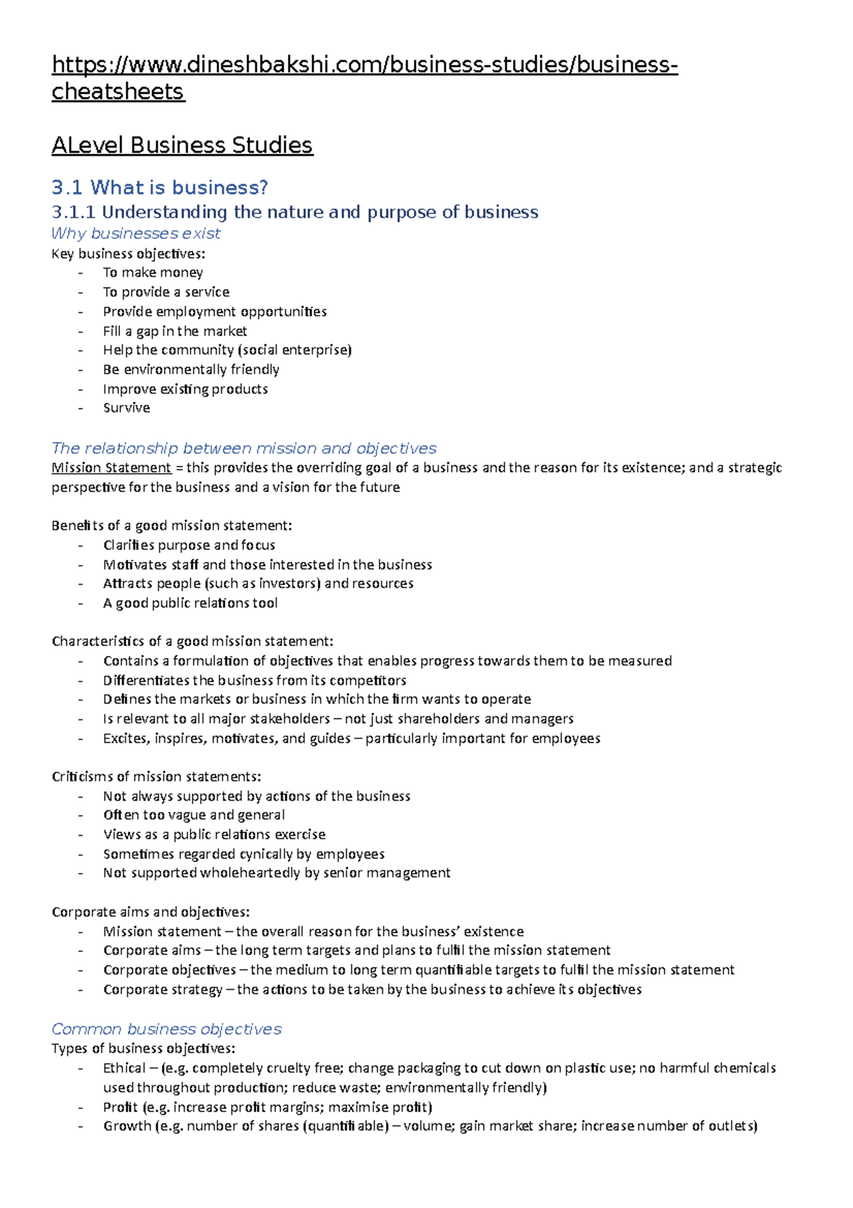 Complete Business Revision Notes - dineshbakshi/business-studies ...