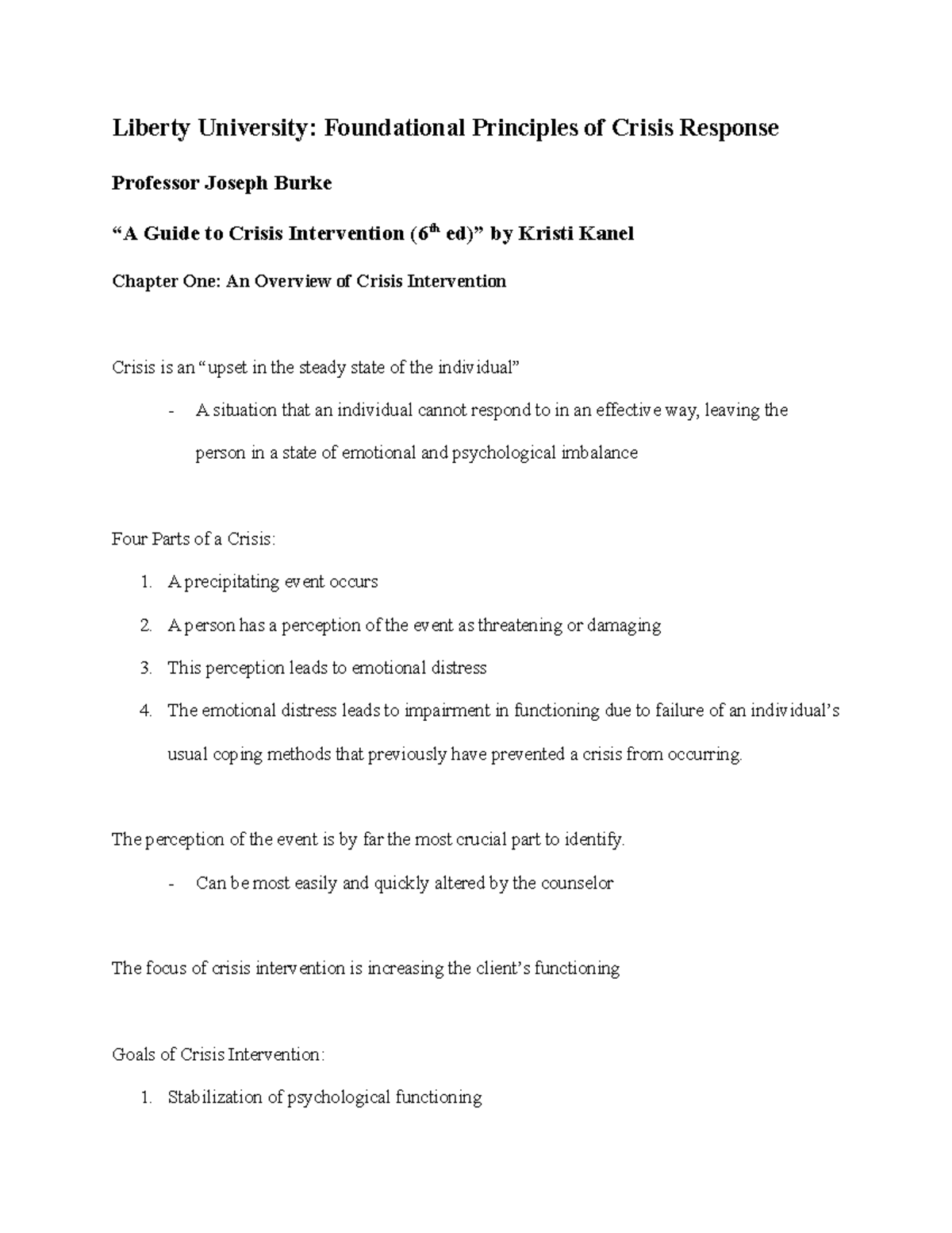 Crisis Intervention Kanel Chapter One Notes - Liberty University ...