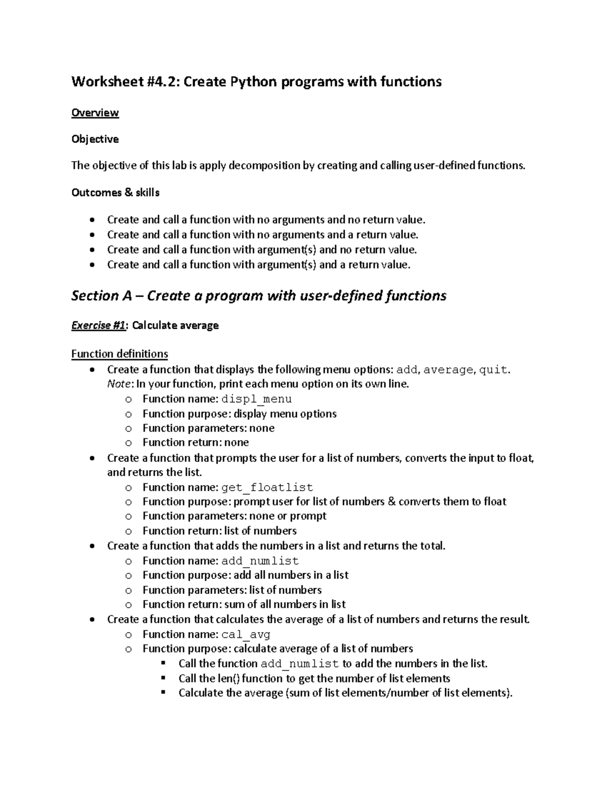 Py Lab S 21-Ws4 - UdFunction - Worksheet #4: Create Python programs with functions Overview ...