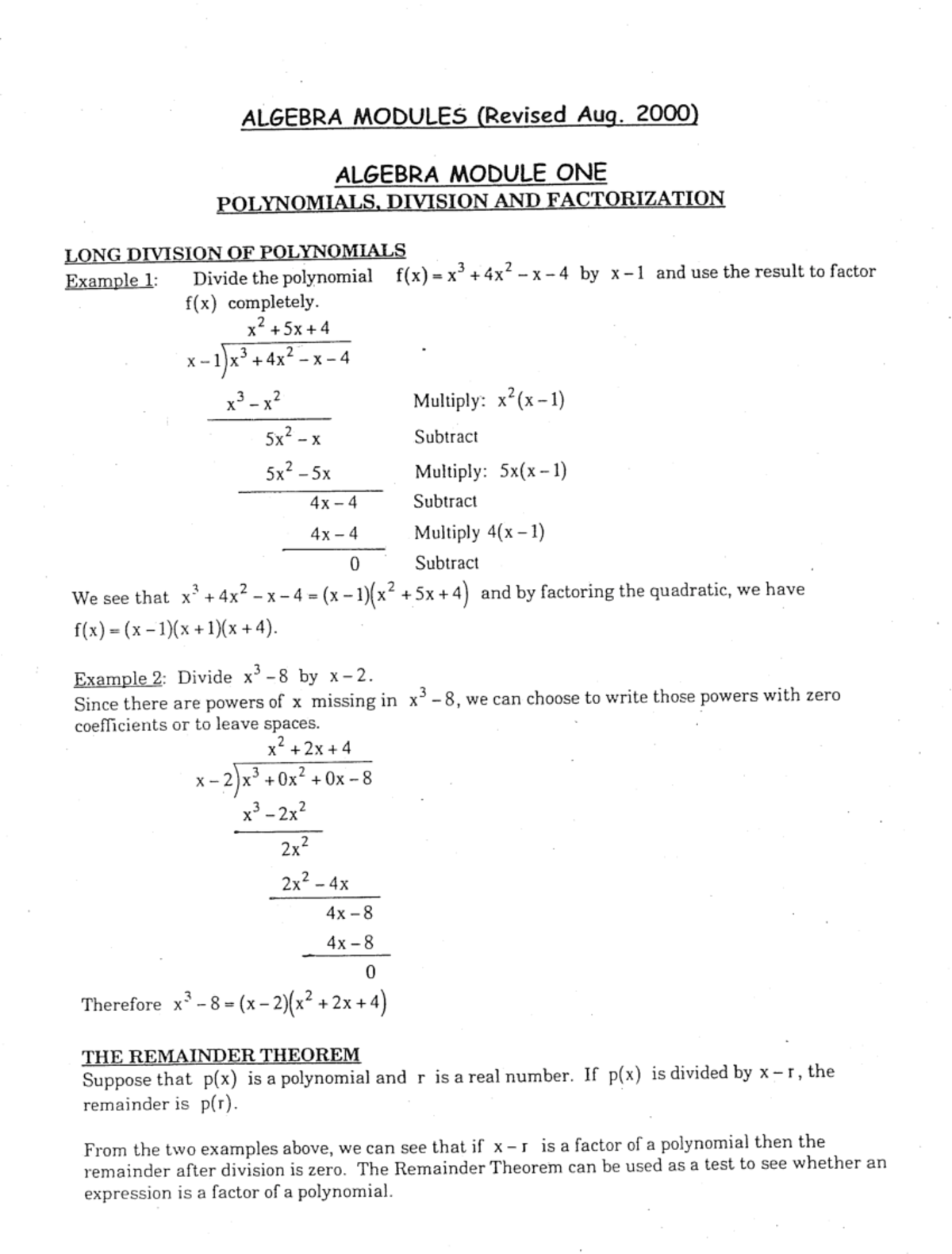 Algebra modules complete set - 201-NYA-05 - Studocu