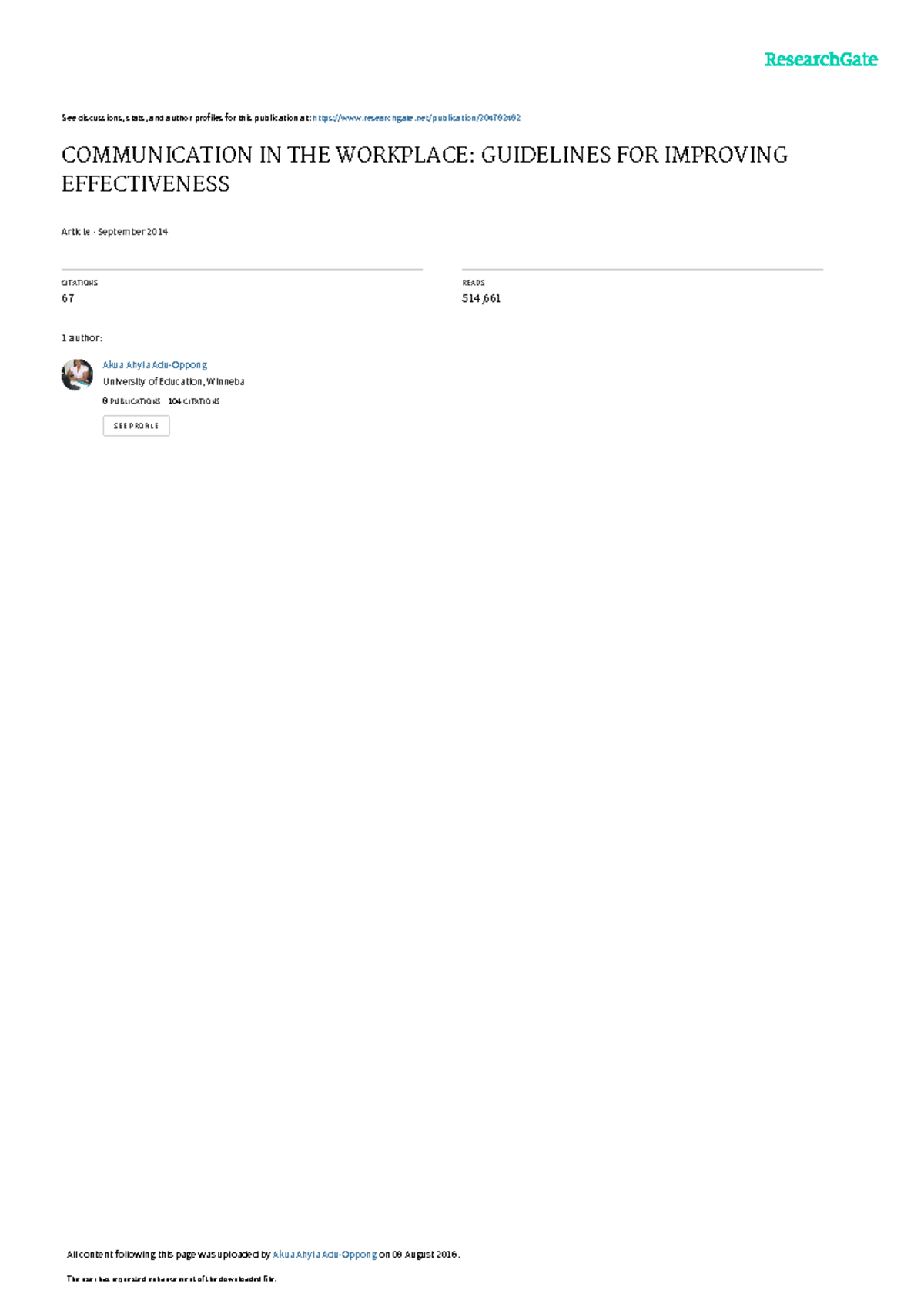 Workplace Communication pdf - See discussions, stats, and author ...