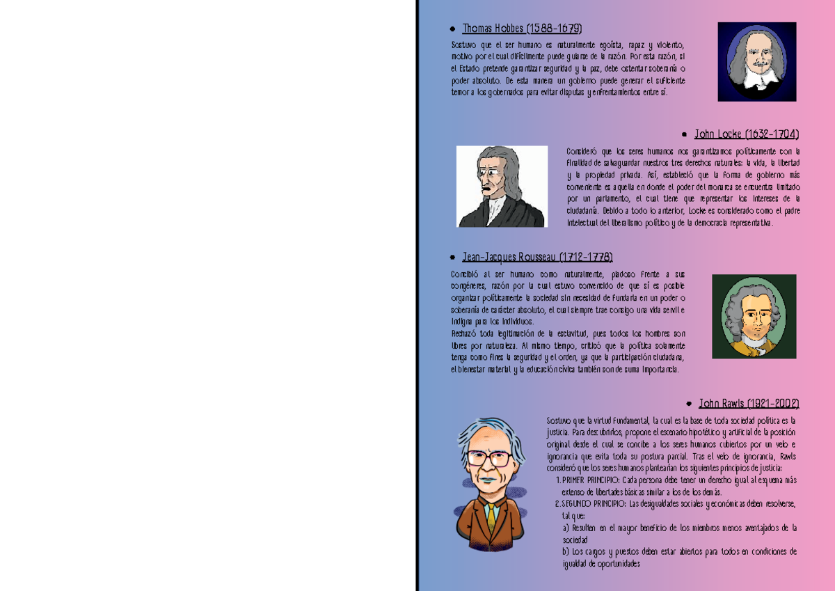 Filosofía Política 2 - n knklk - Thomas Hobbes (1588-1679) Sostuvo que ...