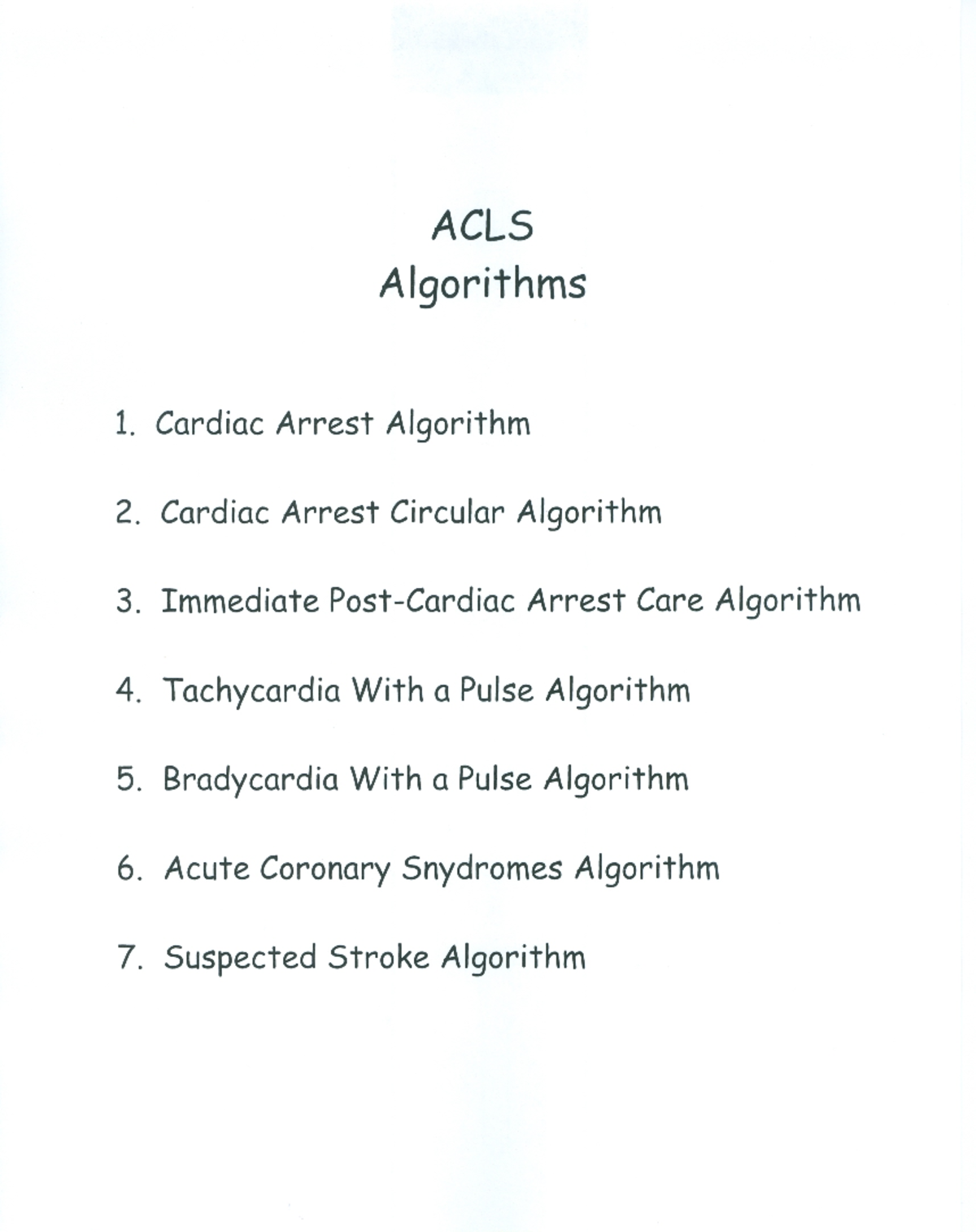 Acls algorithms - Studocu