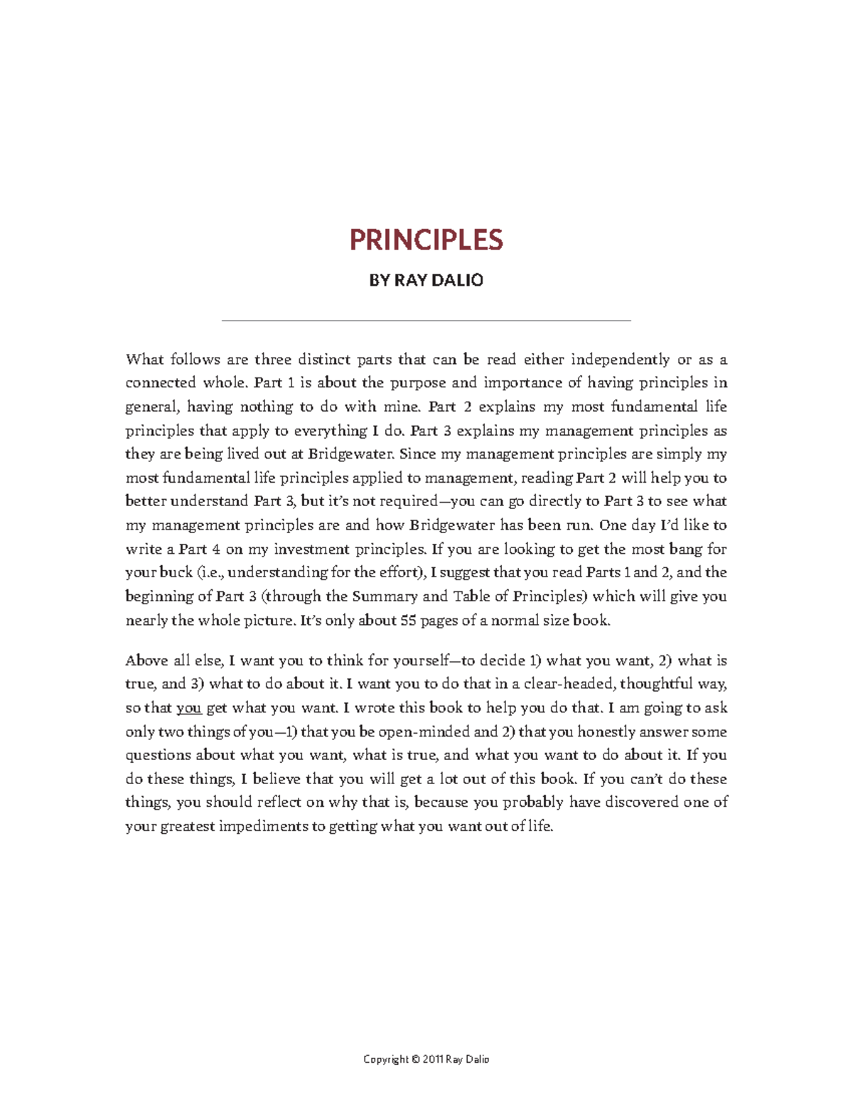 Principles by Ray Dalio - PRINCIPLES BY RAY DALIO What follows are ...