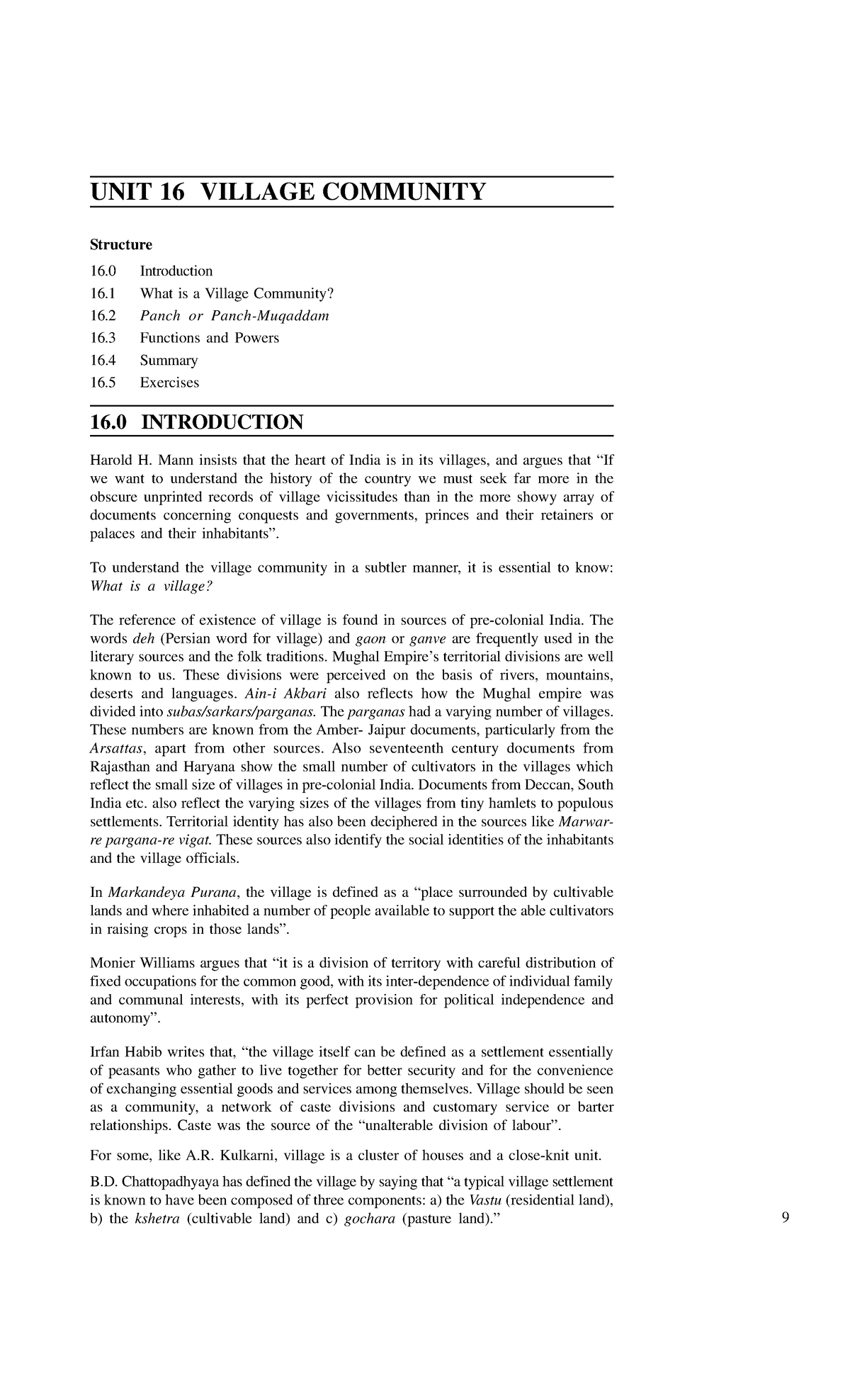 Unit-16 - 9 UNIT 16 VILLAGE COMMUNITY Structure 16 Introduction 16 What is a Village Community ...
