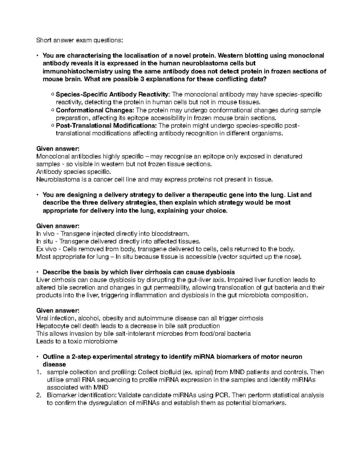 MDT- Short answer questions - Short answer exam questions: You are ...