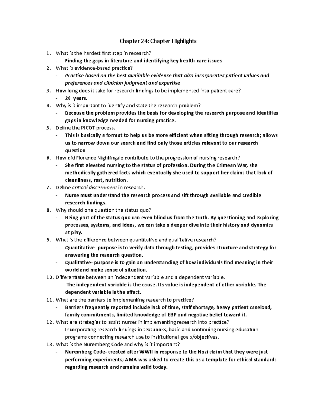 Chapter 24 Highlights - Chapter 24: Chapter Highlights What is the ...