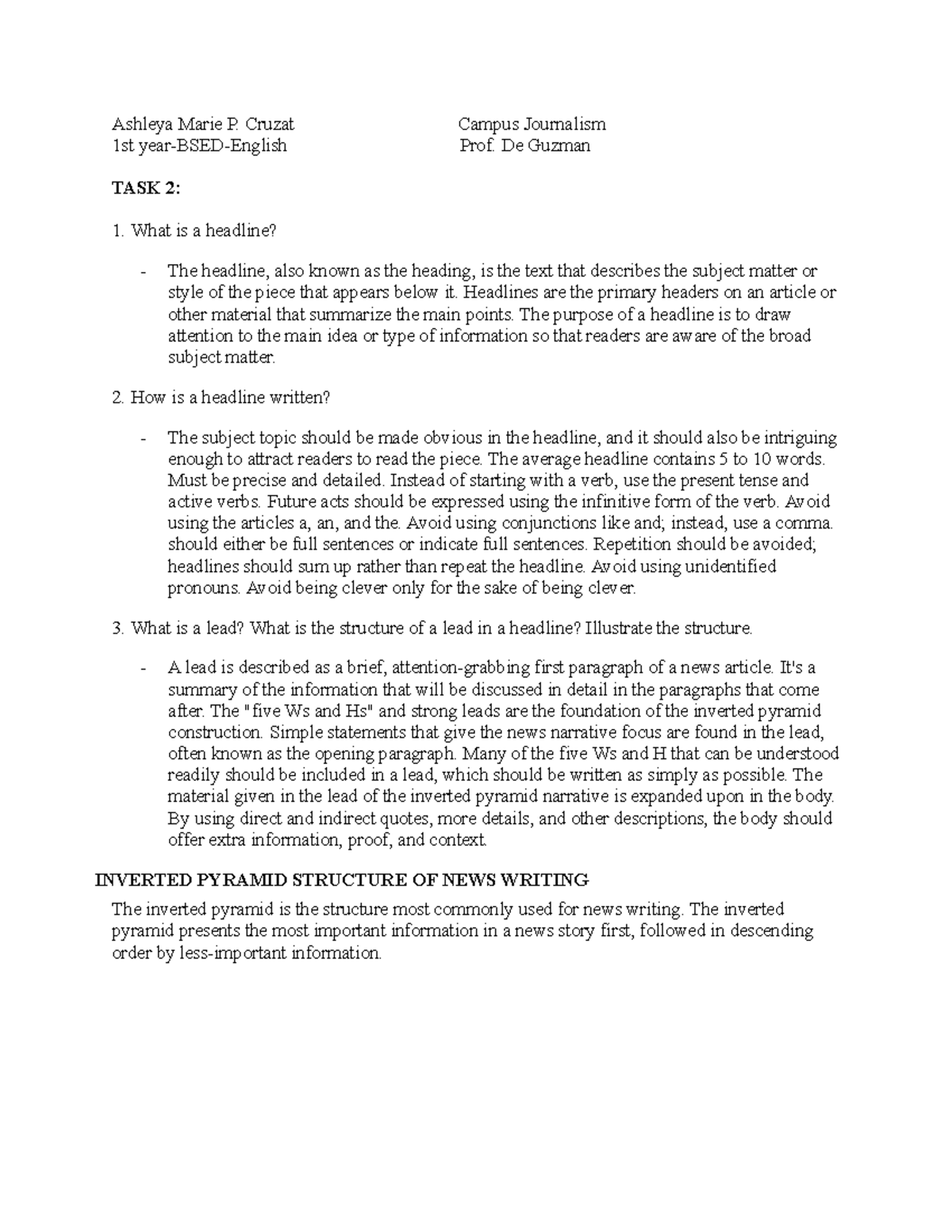 TASK2-Campus Journalism - Ashleya Marie P. Cruzat Campus Journalism 1st ...