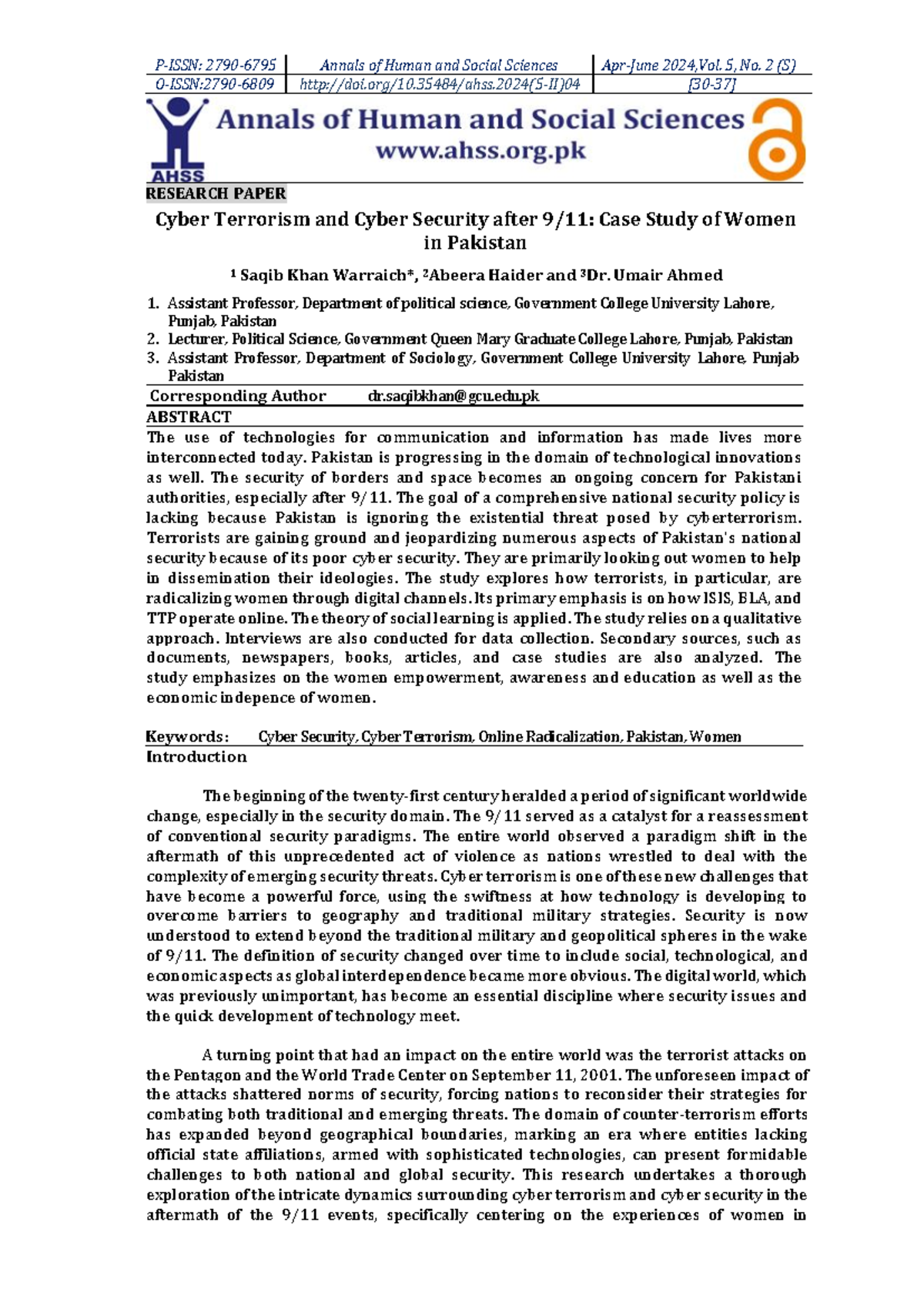 4. Cyber Terrorism and Cyber Security - P-ISSN: 2790- 6795 Annals of ...