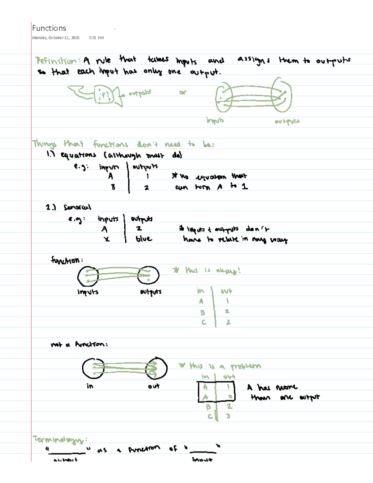 Functions - unit 2 - MATH 9 - &ƵŶĐƚŝŽŶƐ DŽŶĚĂLJ͕ KĐƚŽďĞƌ ϭϭ͕ ϮϬϮϭ ϯ͗ϯϭ ...