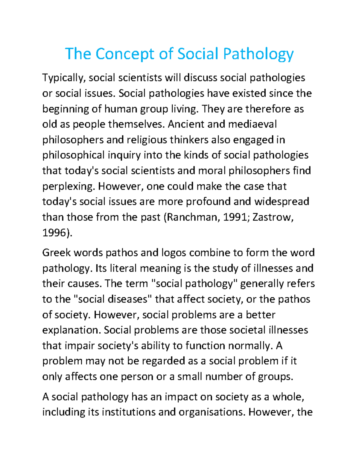 The Concept of Social Pathology and Social Deviance and Crime and The ...