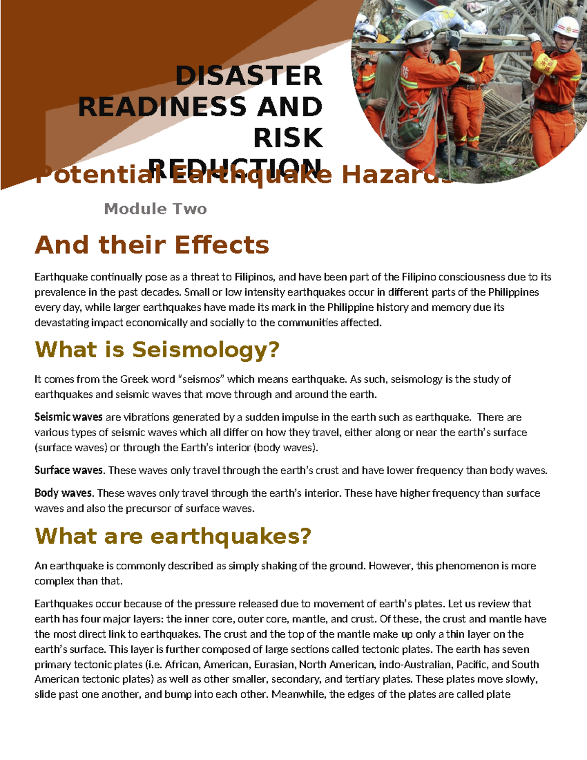 DRRR-Module-2 - Disaster Management and Readiness - DISASTER READINESS ...