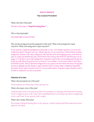 Play Analysis Worksheet - KELLY HASSAN Play Analysis Worksheet What is ...