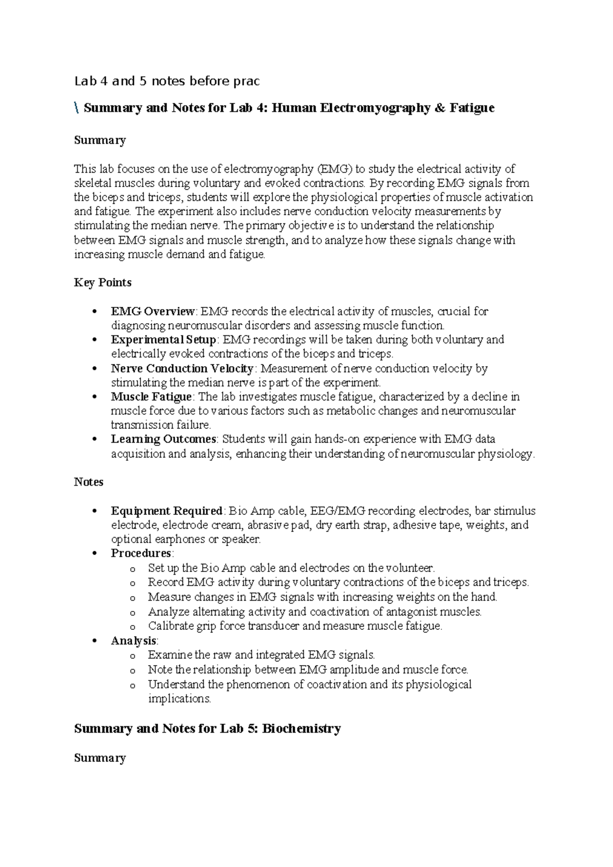 Rbm2364 lab 4 and 5 notes - Lab 4 and 5 notes before prac \ Summary and ...