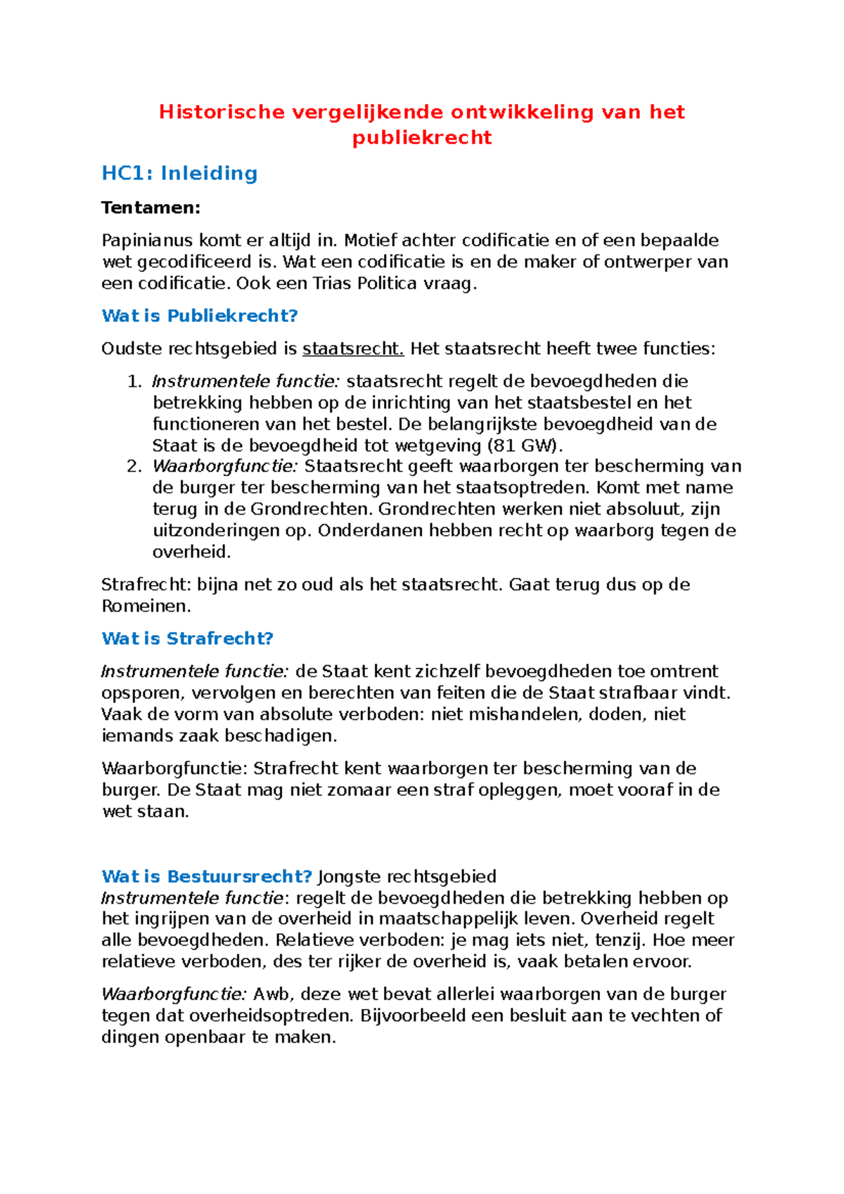 Hoorcolleges Publiekrecht Nieuw 5 Historische Vergelijkende