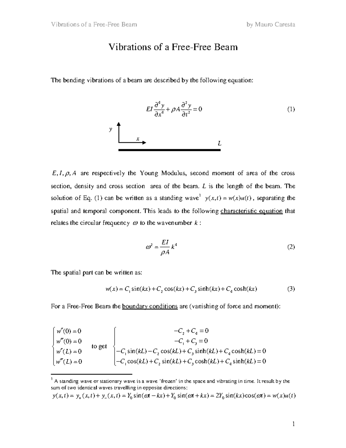 Beam vibration Vibrations of a Free-Free Beam - Vibrations of a Free ...