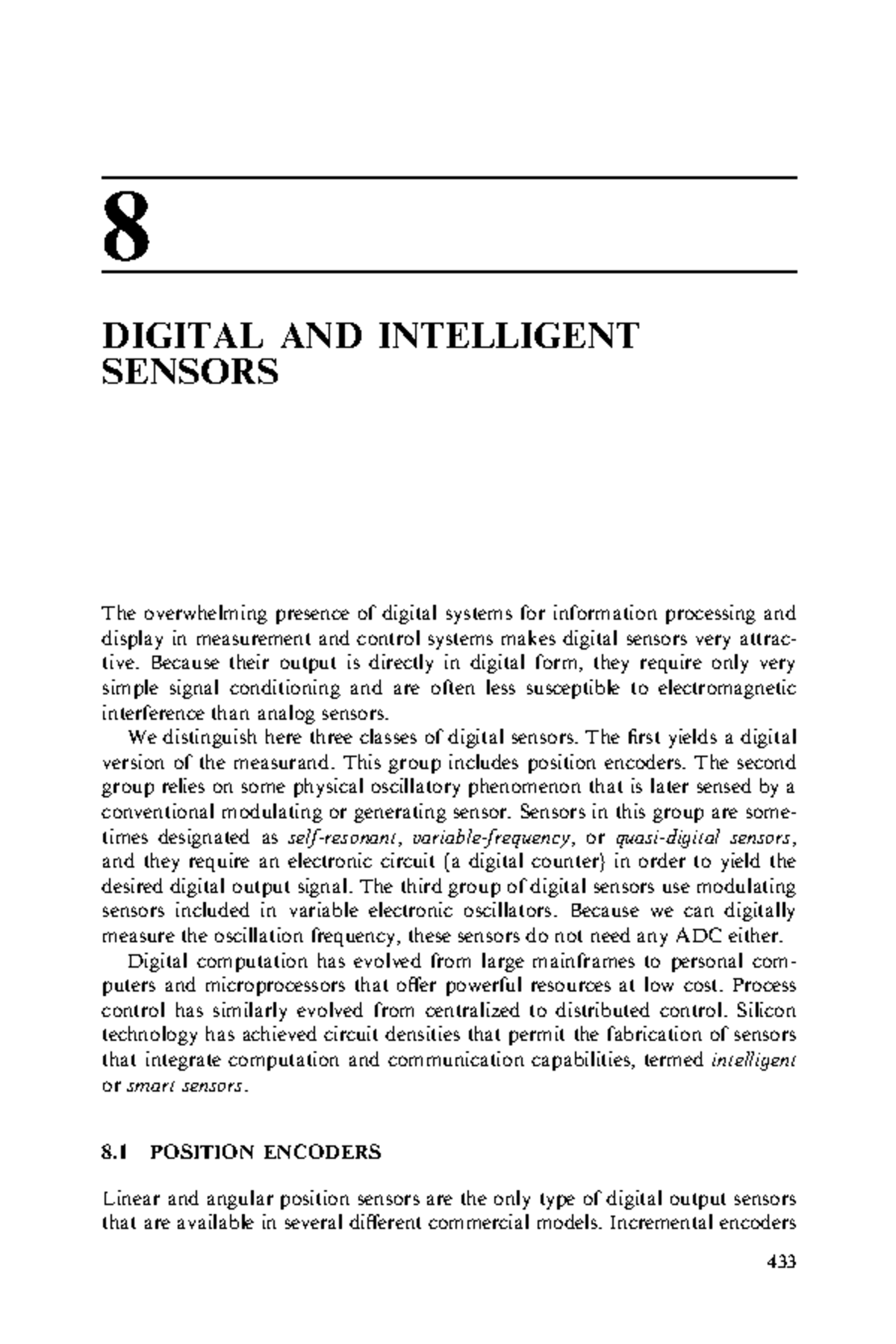 Sensor and Signaling Conditionaling Part-8 - 8 DIGITAL AND INTELLIGENT SENSORS The overwhelming ...