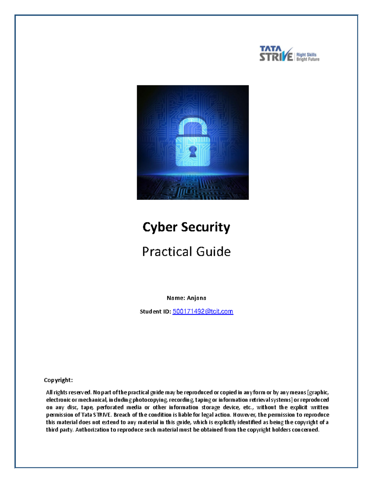 Anjana CYS Practical Guide Module 4 - Cyber Security Practical Guide Name: Anjana Student ID ...