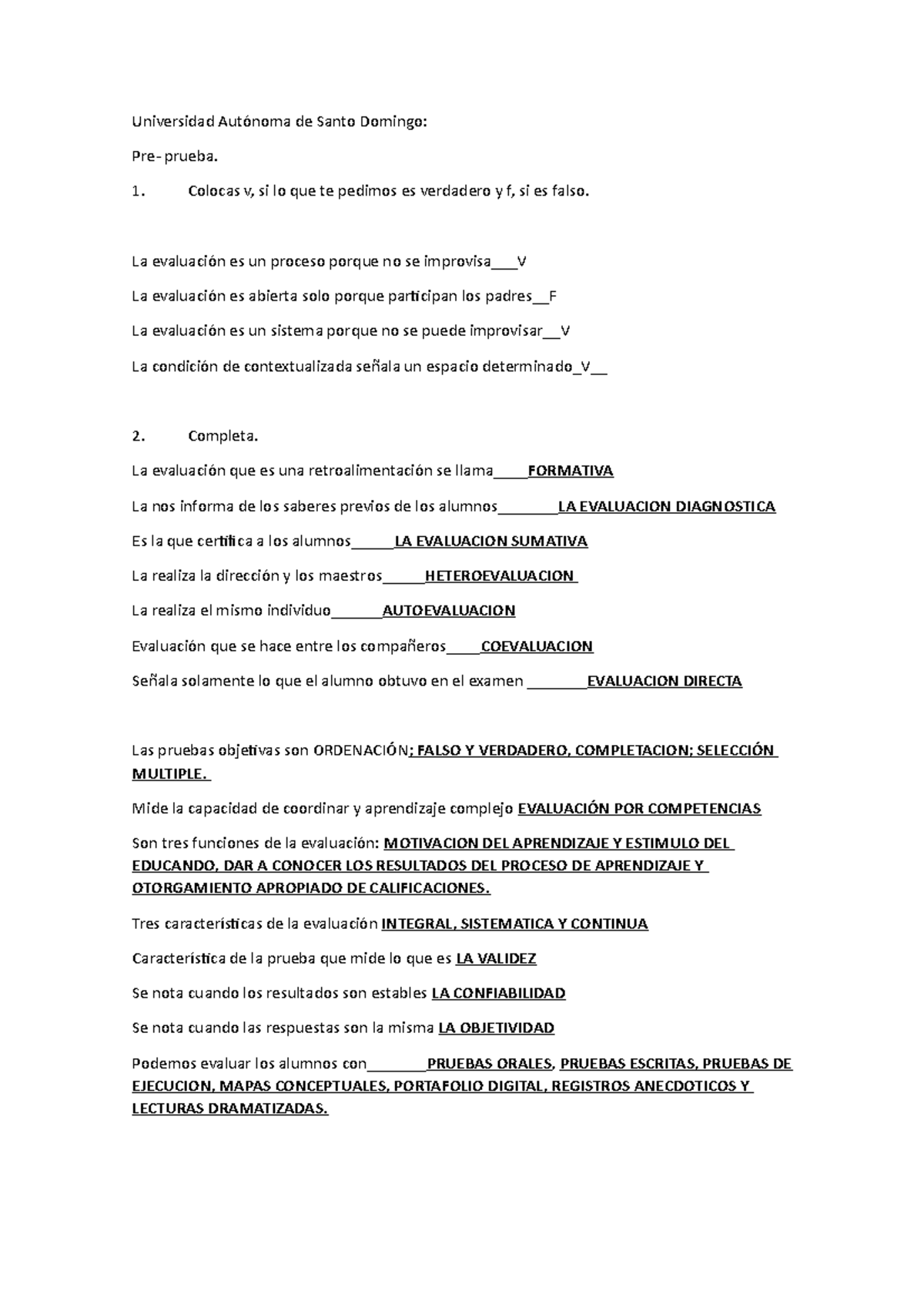 PRE Prueba - FFDFDG - Universidad Autónoma de Santo Domingo: Pre ...