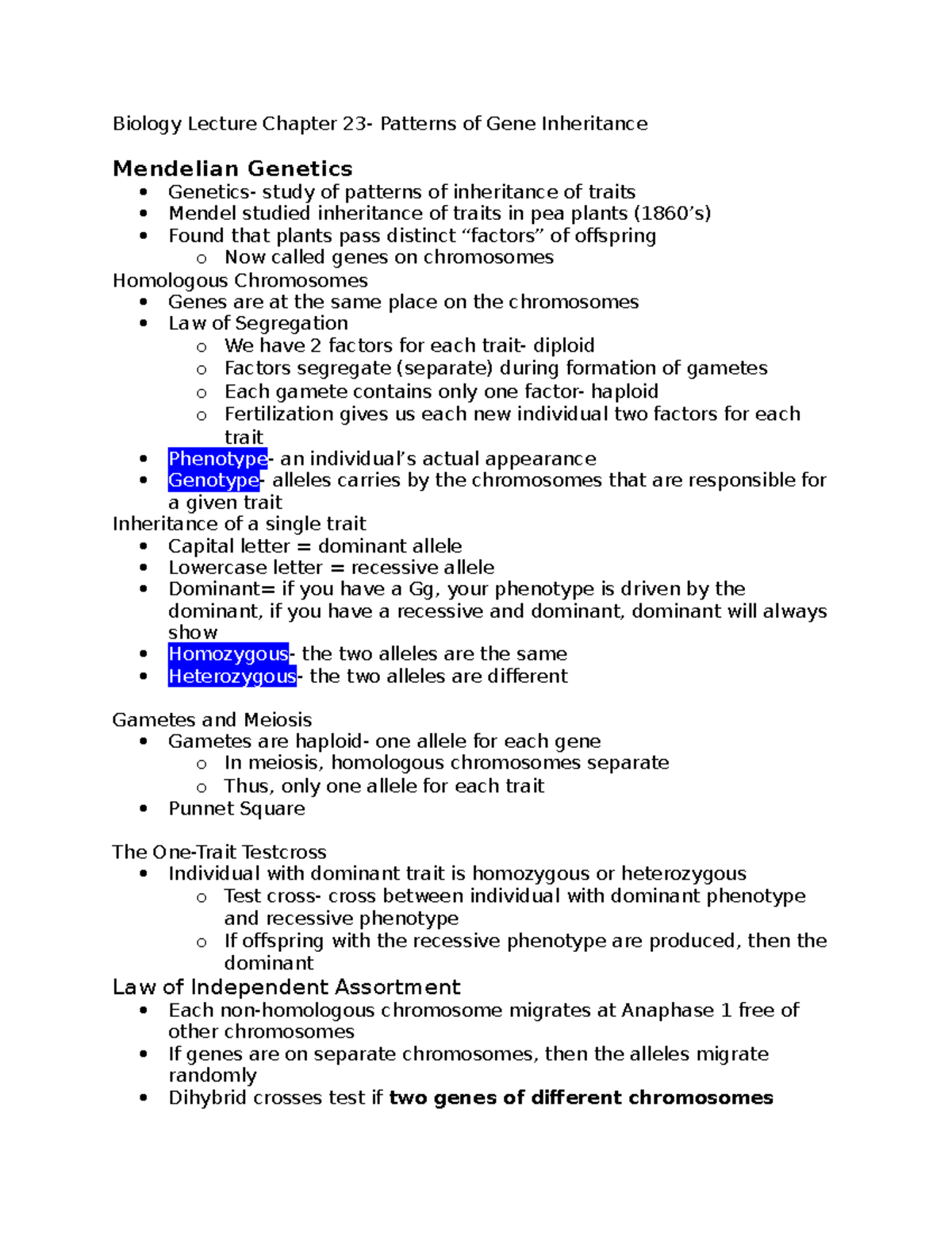 Biology Lecture Chapter 23- Pattern of Gene Inheritance - ABO blood types - Studocu