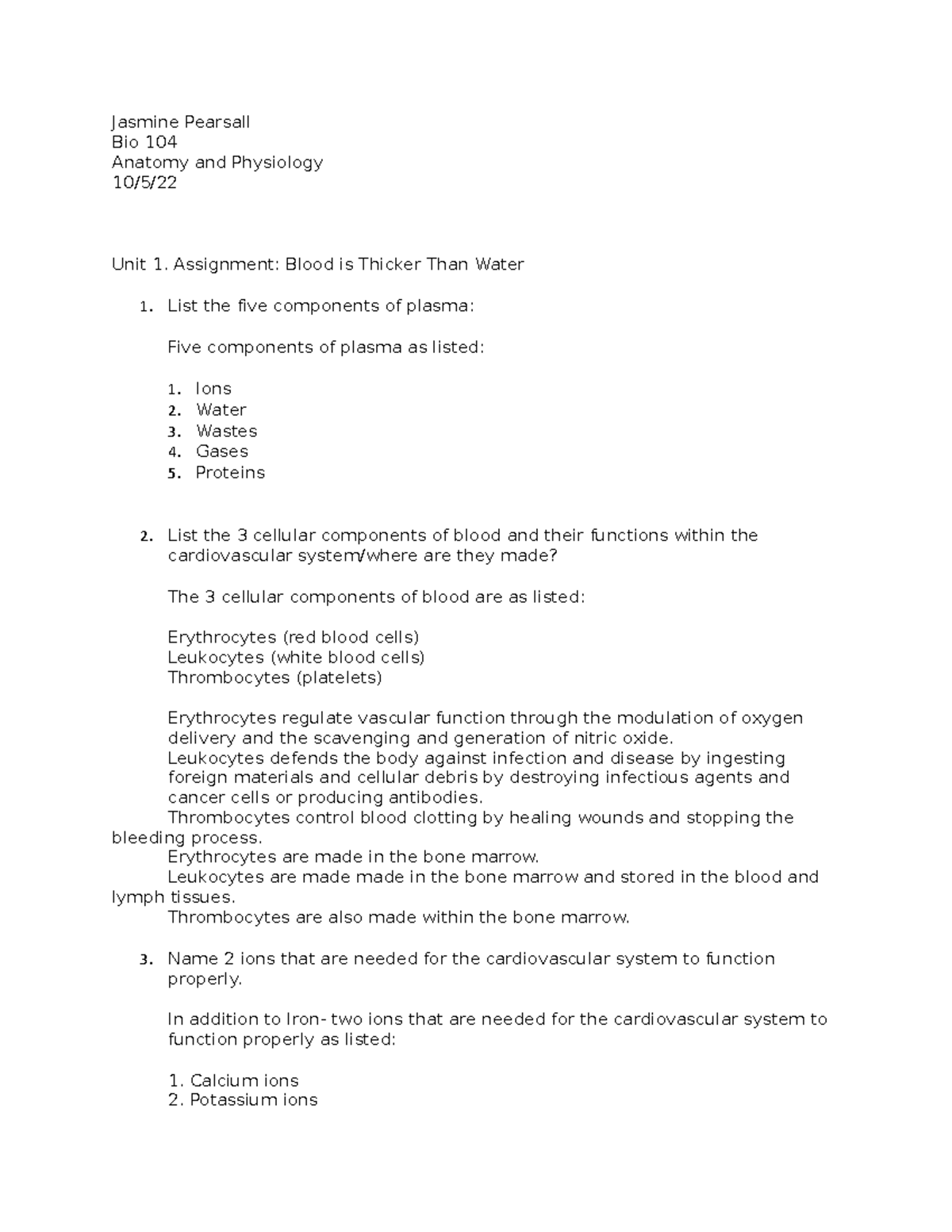 Unit 1 assignment: blood is thicker than water - NUR 310 - ECPI ...
