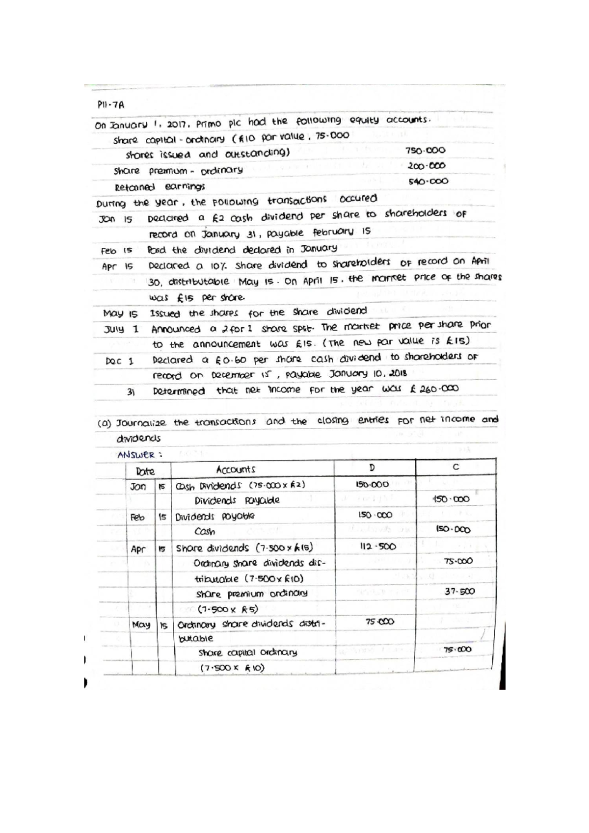 P11-7A - accounting - Accounting - Studocu