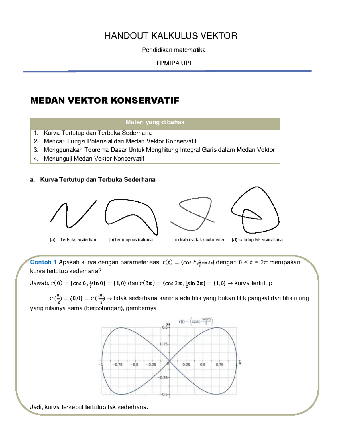 Vektor Konservatif - Conservative Vector - Contoh 1 Apakah kurva dengan ...